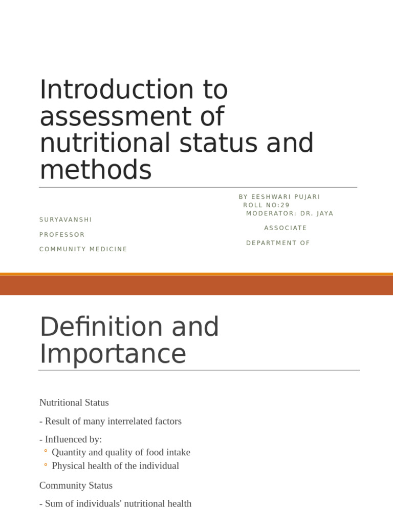 Nutritional Status Assessment | PDF