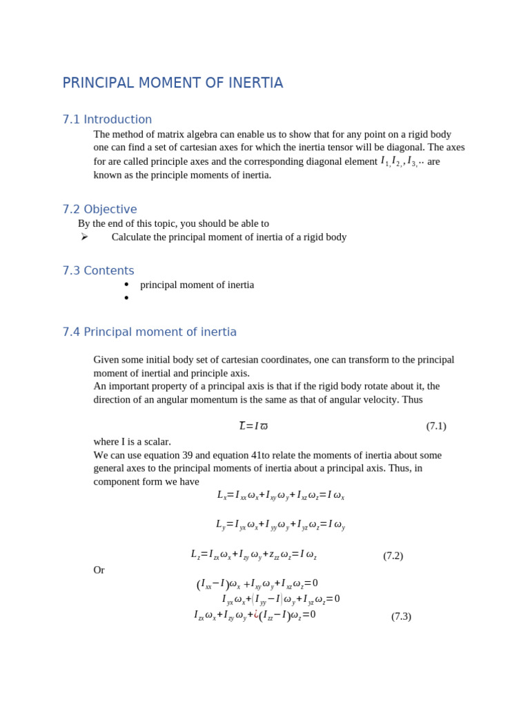 Principal Moment of Inertia | PDF | Rotation | Physics