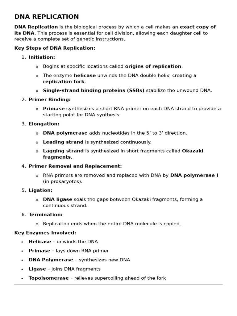 DNA Replication Process Explained | PDF | Dna Replication | Primer ...