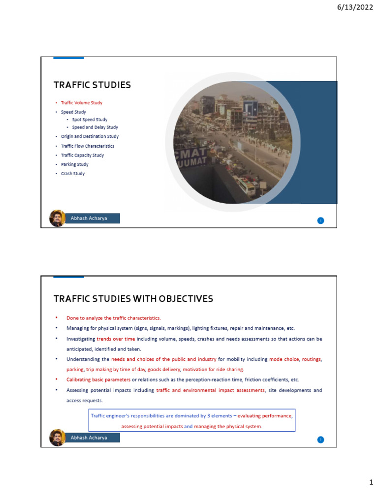Comprehensive Traffic Study Overview | PDF | Traffic | Road