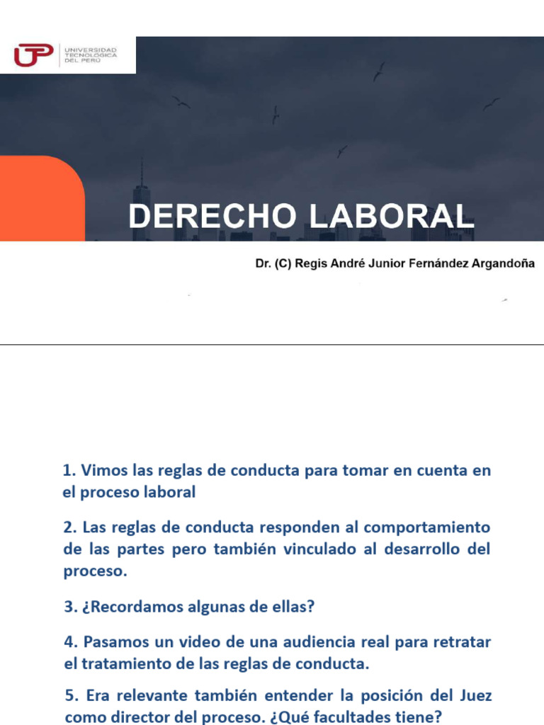 S09 - s01 - CLASE - Actuaciones Procesales - Oralidad Proceso Laboral | PDF | Ley procesal | Pensión