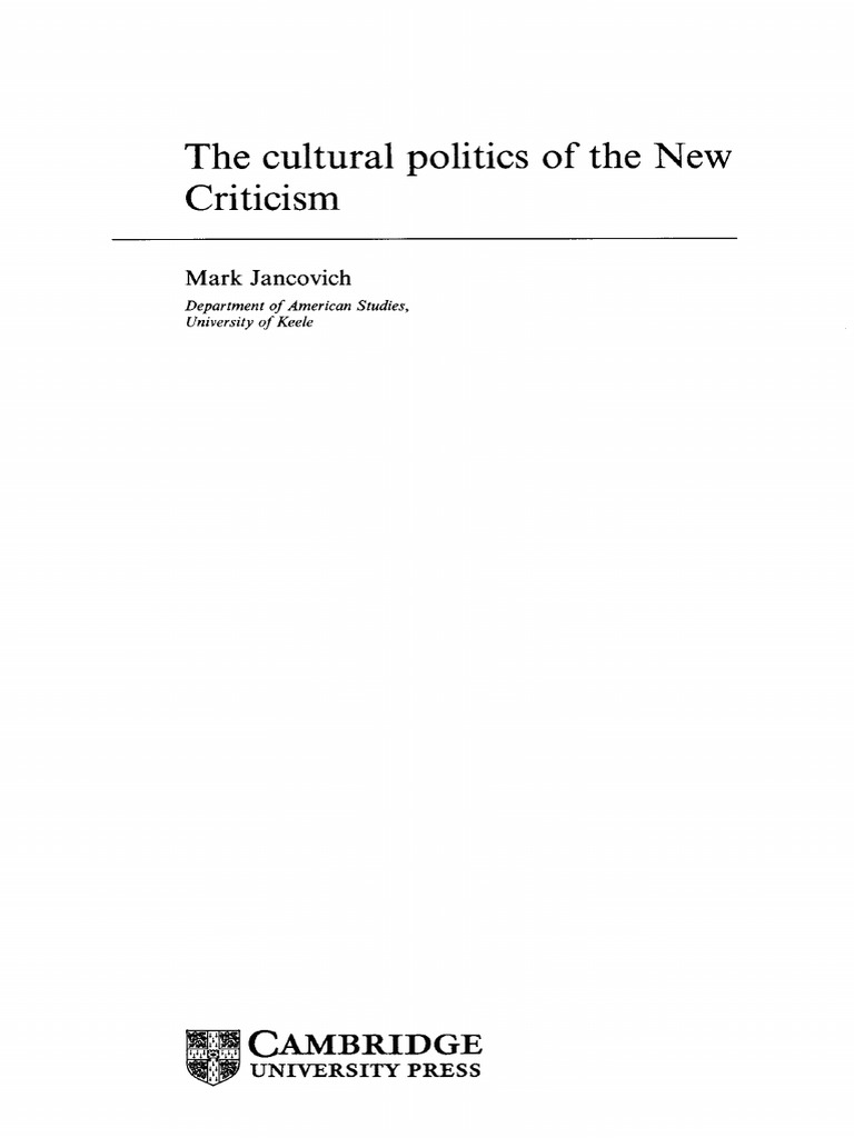 Mark Jancovich - New Criticism | PDF