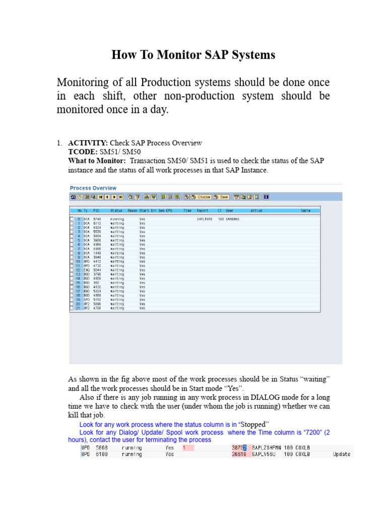 How To Monitor Sap Systems - Doc Google Docs | PDF | Databases ...