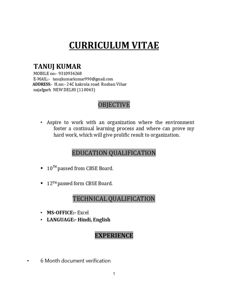 Resume Tanuj Kumar | PDF