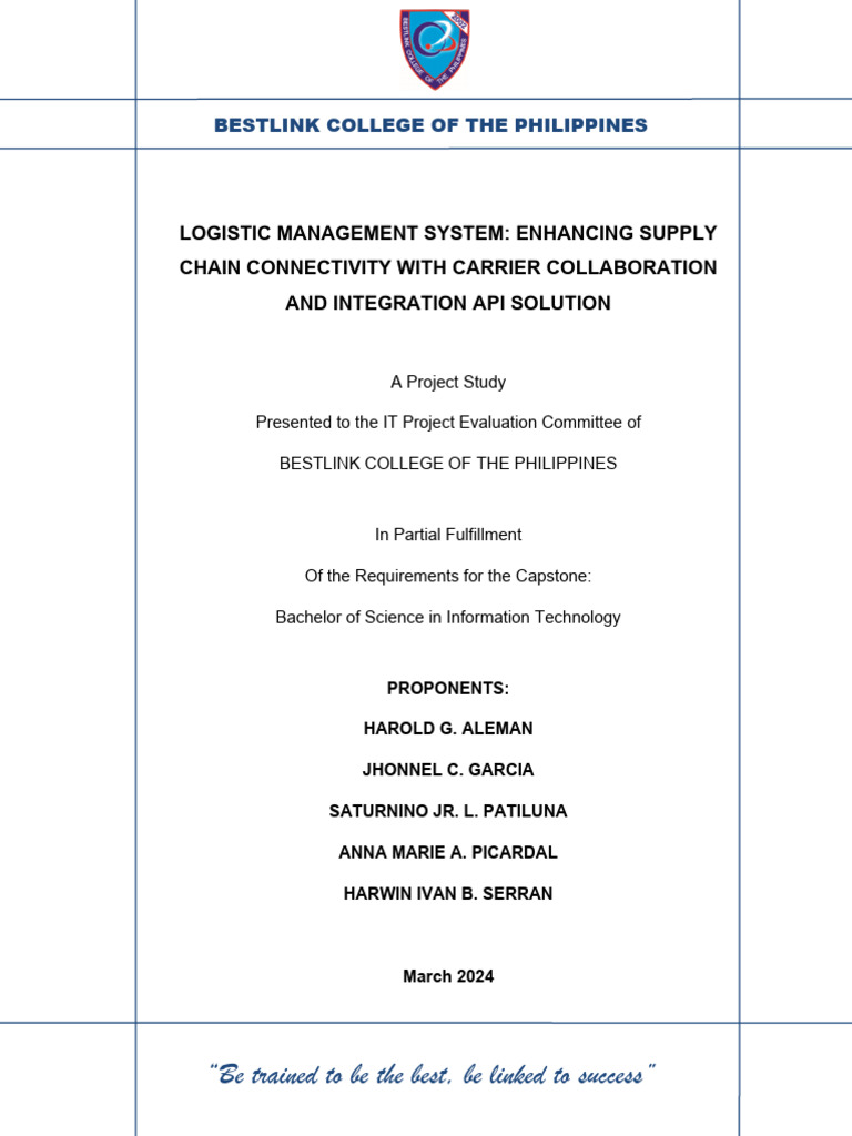 Full Manuscript BSIT Group50 Logistic Management System Enhancing Supply Chain Connectivity With ...