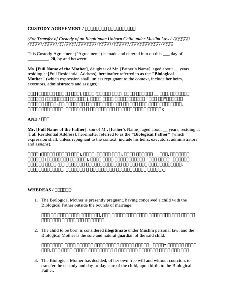 Custody Agreement | PDF