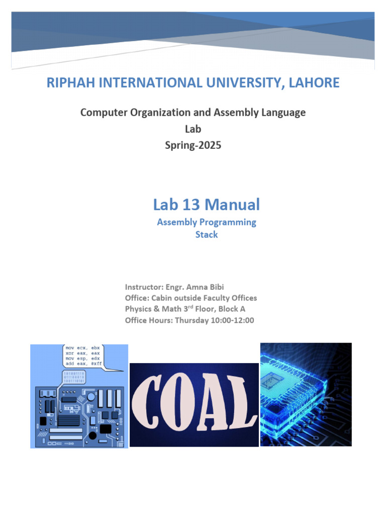 COAL Lab Manual - Week 13 | PDF | Assembly Language | Computing