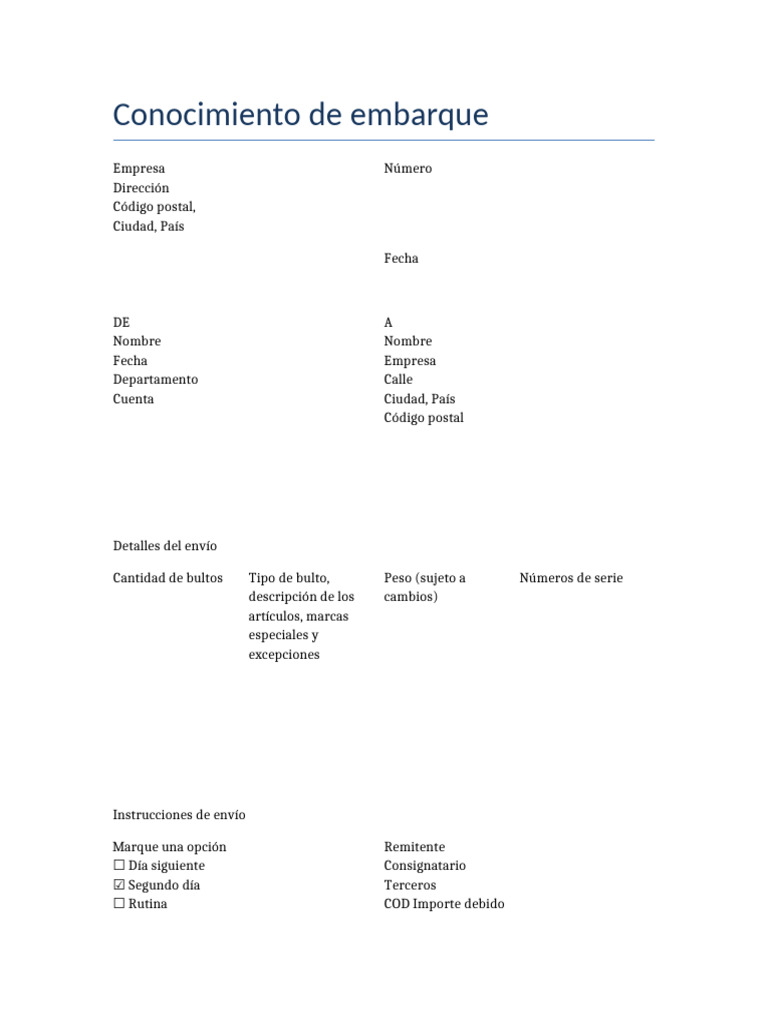 Conocimiento de Embarque | PDF