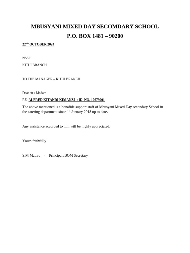 Support Request for Alfred Kitandi Kimanzi | PDF