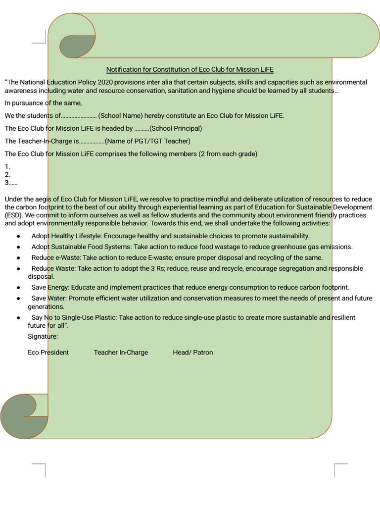 Eco Club Formation - Notification | PDF