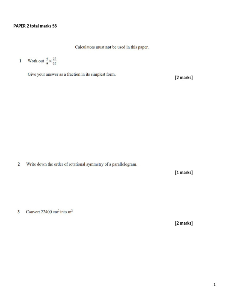 Paper 2 Total Marks Breakdown | PDF