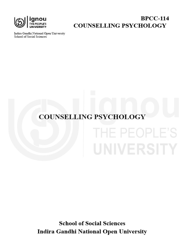 BPCC 114 Full Textbook | PDF | Psychotherapy | Counseling Psychology
