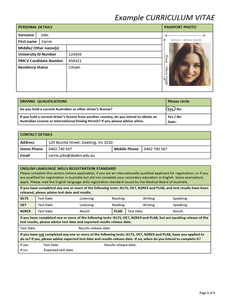 Medical Intern CV Example - v2 | PDF | International English Language ...