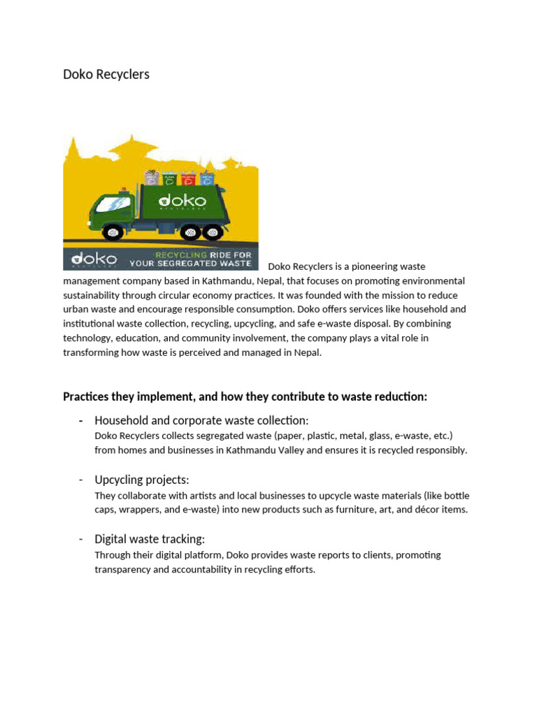 Doko Recyclers: Transforming Waste in Nepal | PDF