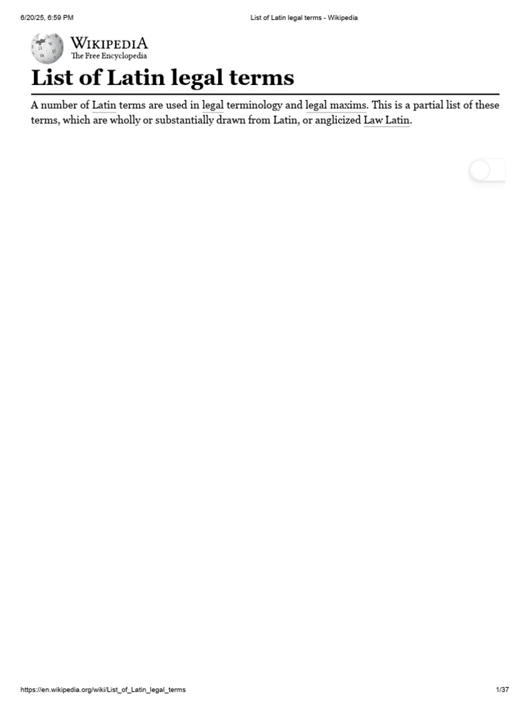 List of Latin Legal Terms - Wikipedia | PDF | A Priori And A Posteriori ...