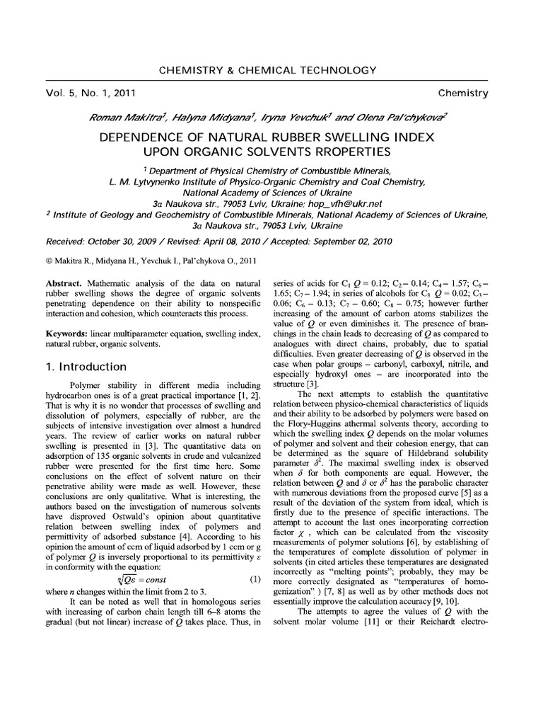 Rubber Swell Index | PDF