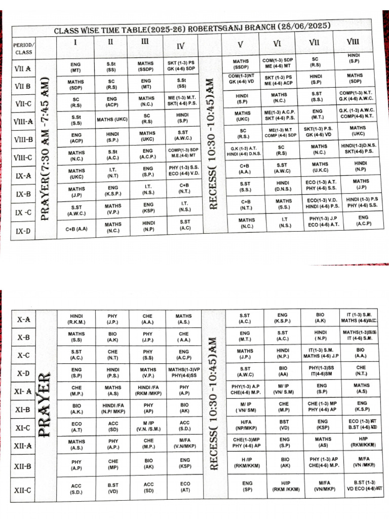 Time Table | PDF