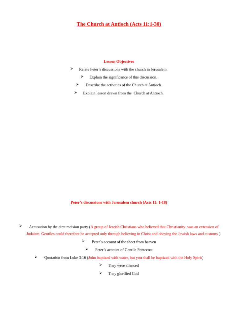 Church at Antioch: Lessons and Significance | PDF | Acts Of The ...