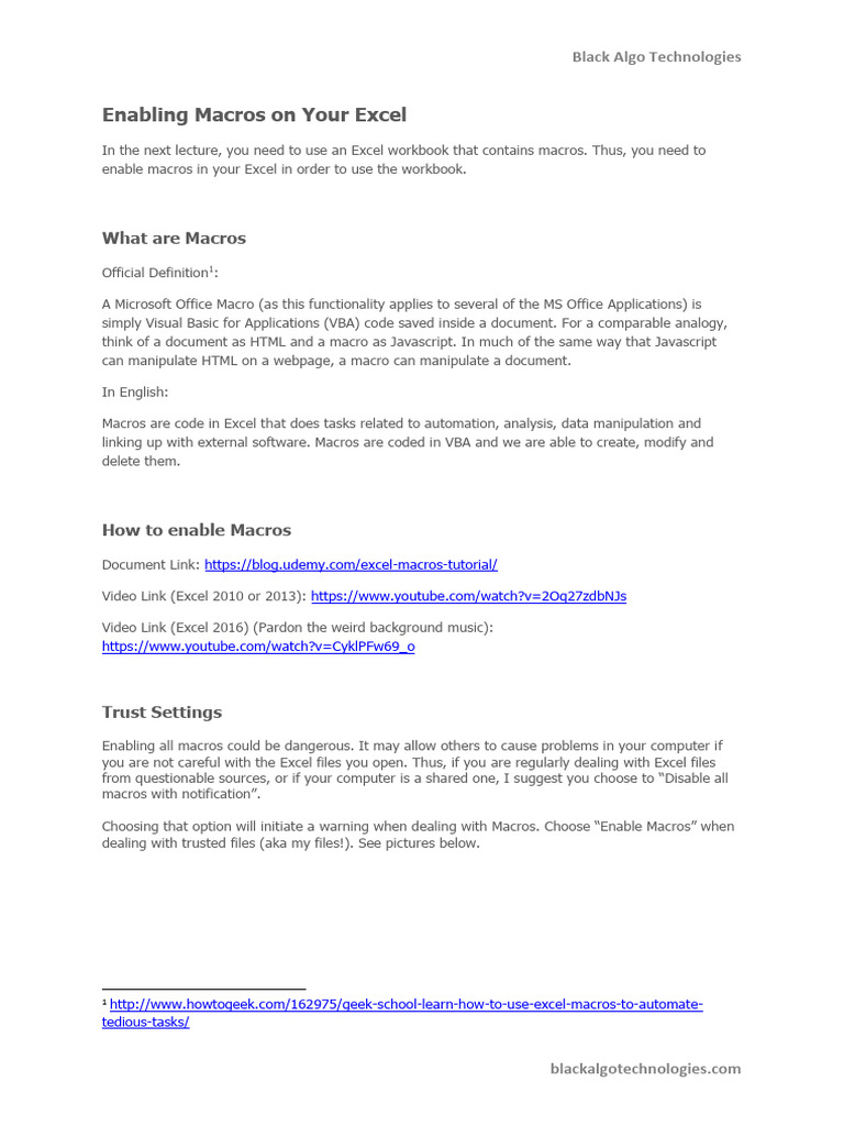 How To Enable Macros in Excel | PDF