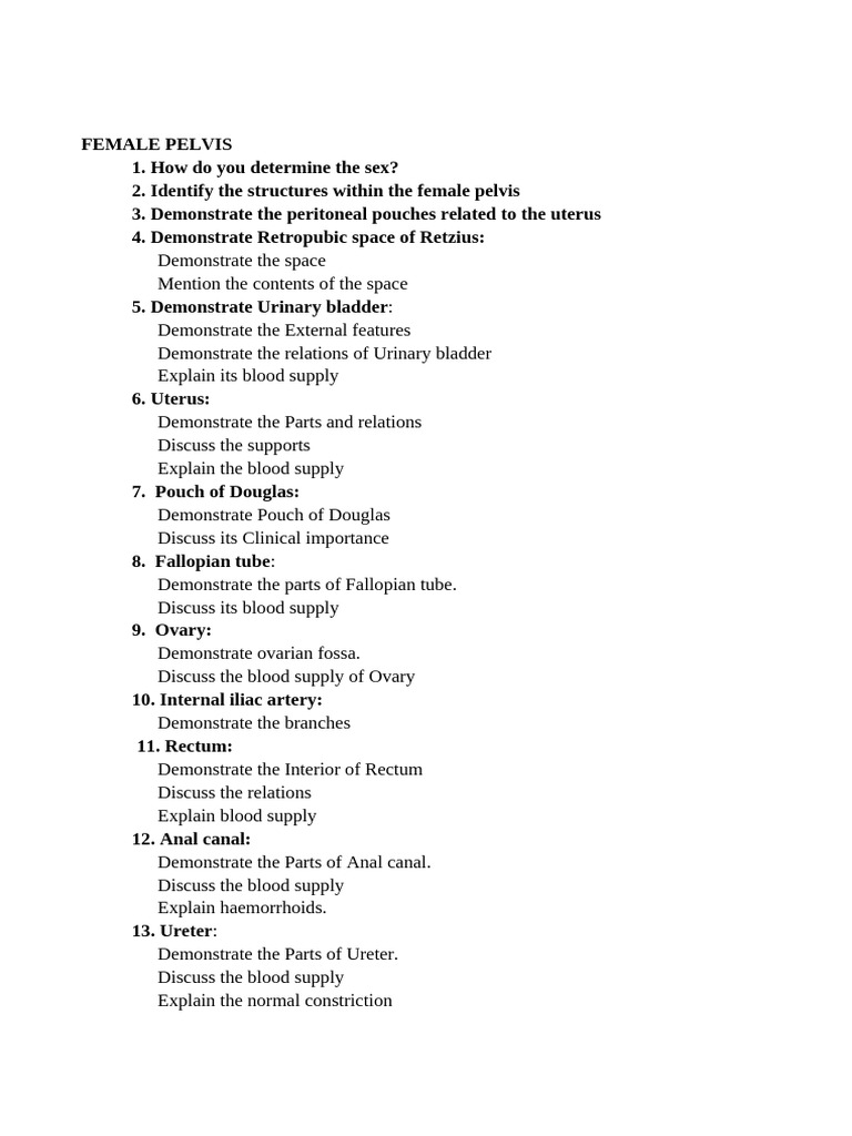 Gross Discussion - Male & Female Pelvis | PDF | Prostate | Ovary