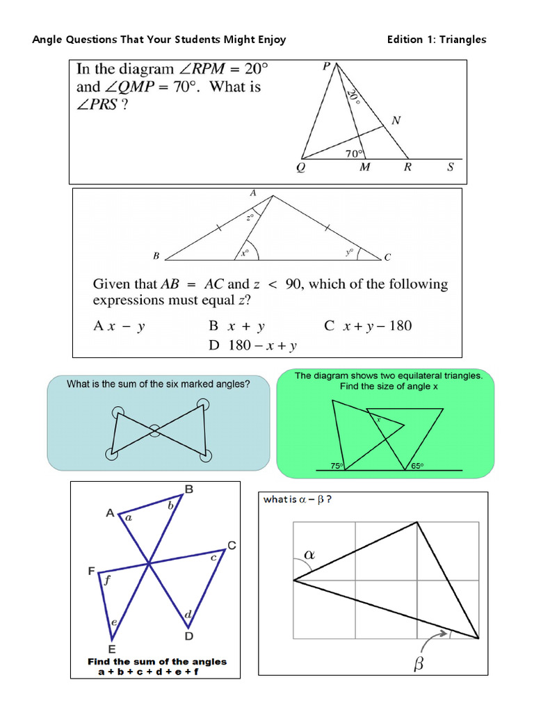 Angles Questions That Your Students Might Enjoy | PDF