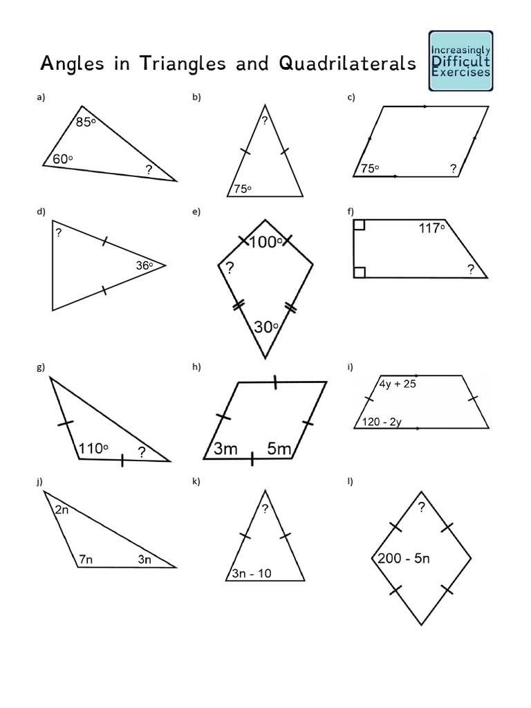 Angles in A Triangle and Quadrilateral | PDF