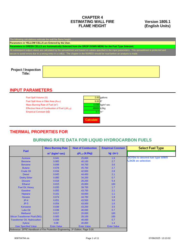 Wall Fire Flame Height Estimation Guide | PDF | Combustion | Fuels