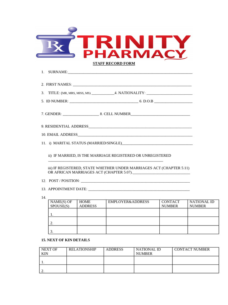Staff Record Form | PDF | Marriage, Unions And Partnerships | Marriage