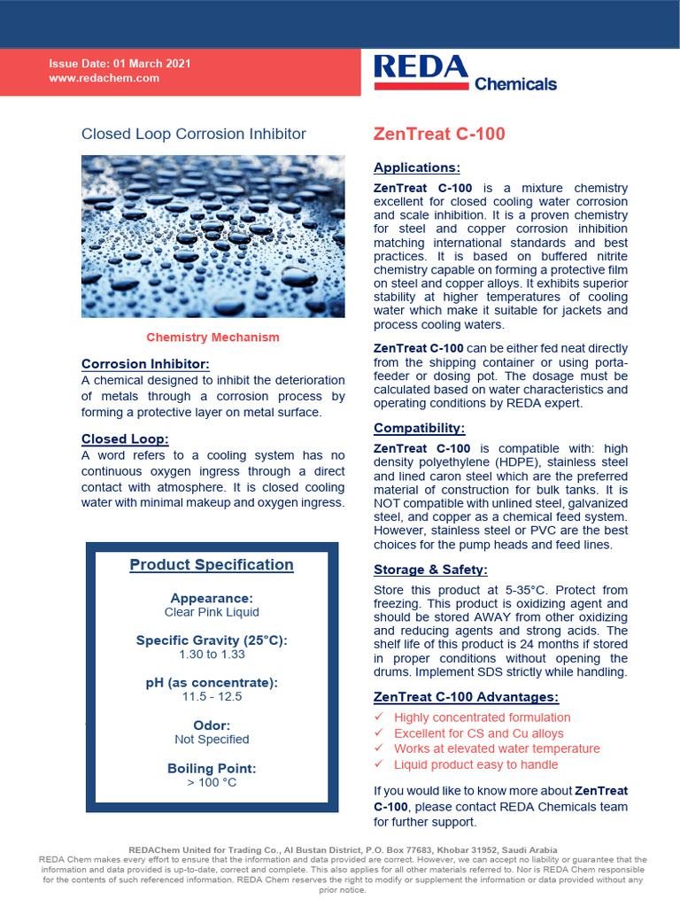 ZenTreat C-100 (TDS) Chilled Water Corrosion Inhibitor | PDF ...