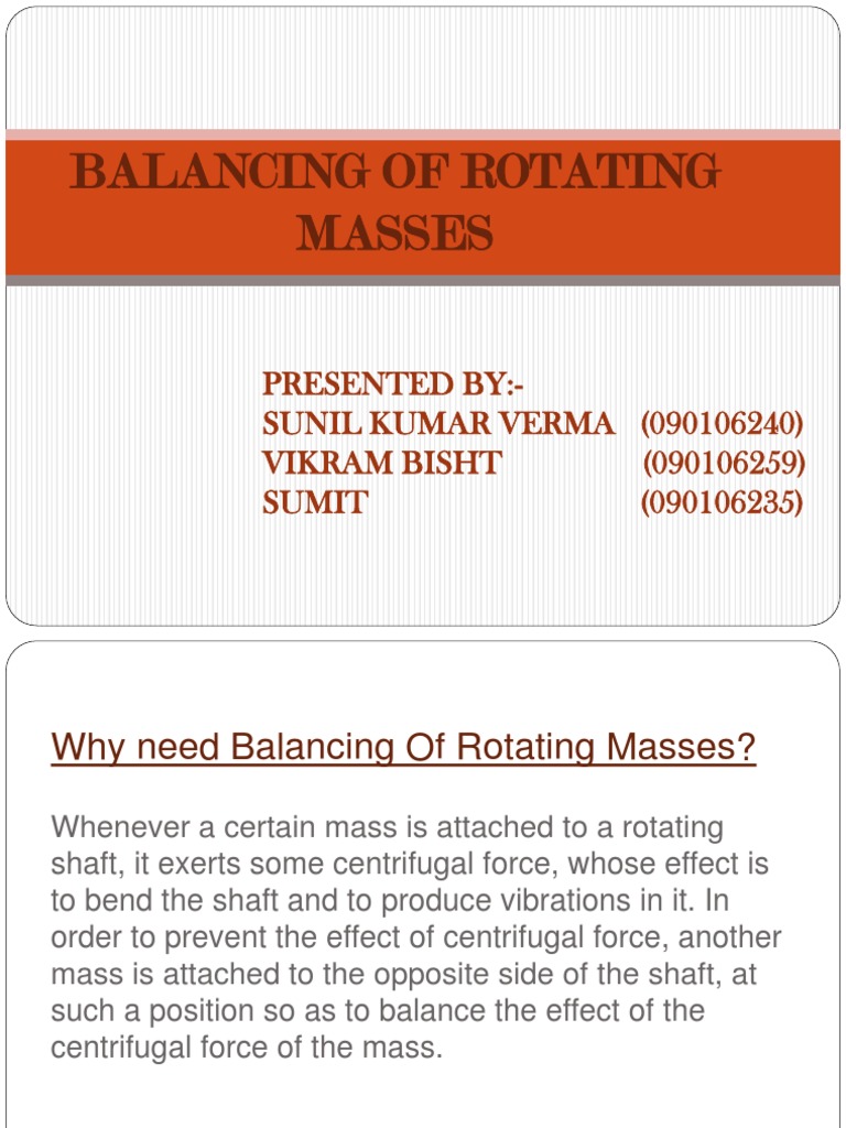 Balancing of Rotating Masses | PDF | Rotation Around A Fixed Axis | Angle