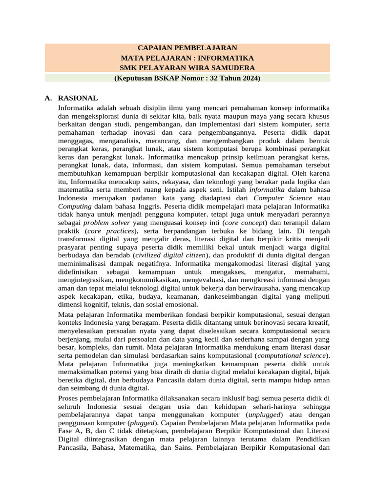 CP Fase E - Informatika | PDF