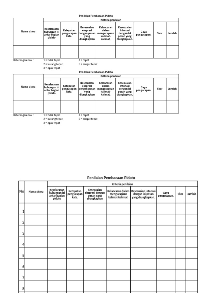 Format Penilaian Pidato | PDF