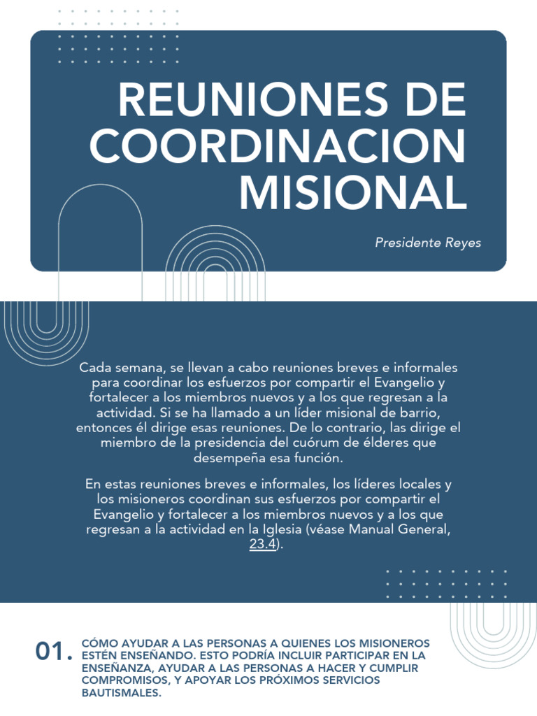 Reuniones de Coordinación Misional | PDF | Misionero