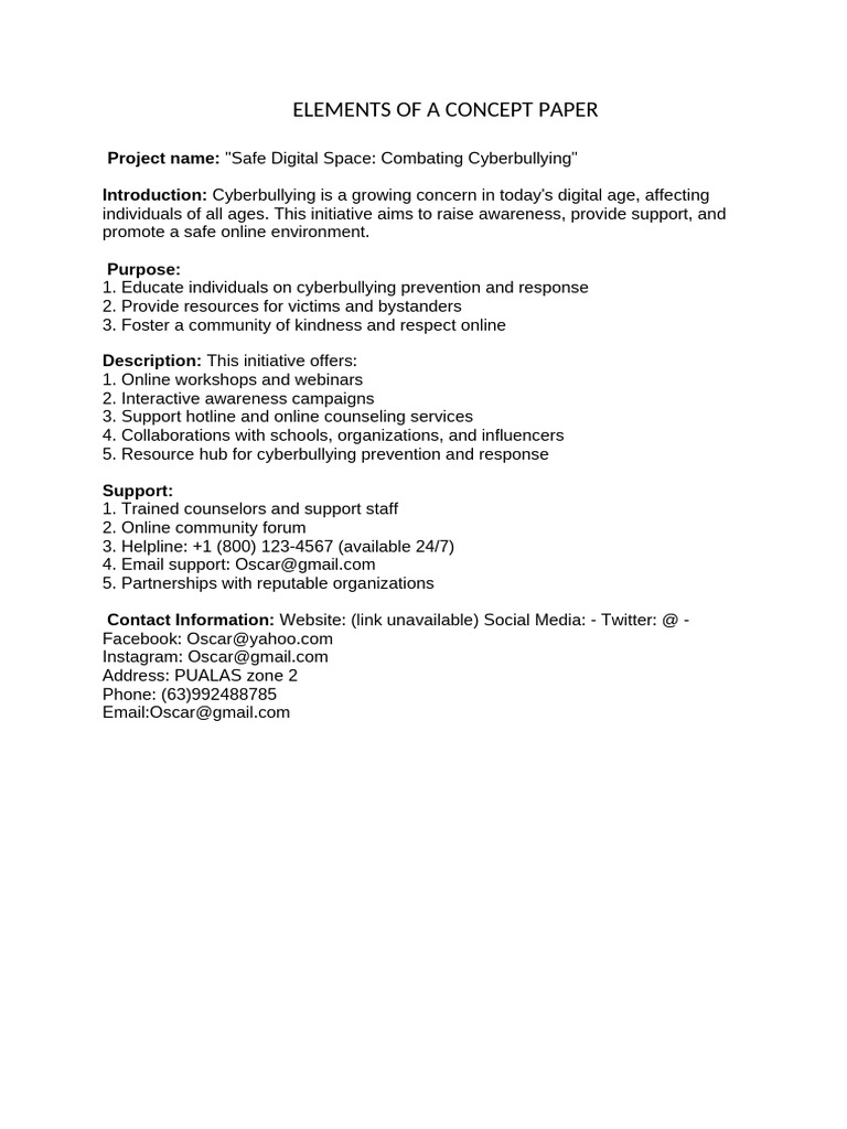 Elements of A Concept Paper Group 5 | PDF