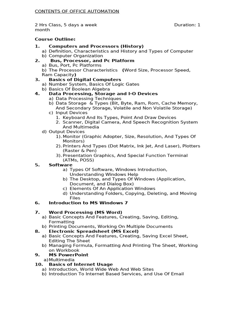 Contents of Office Automation | PDF | Adobe Photoshop | Computer Data Storage