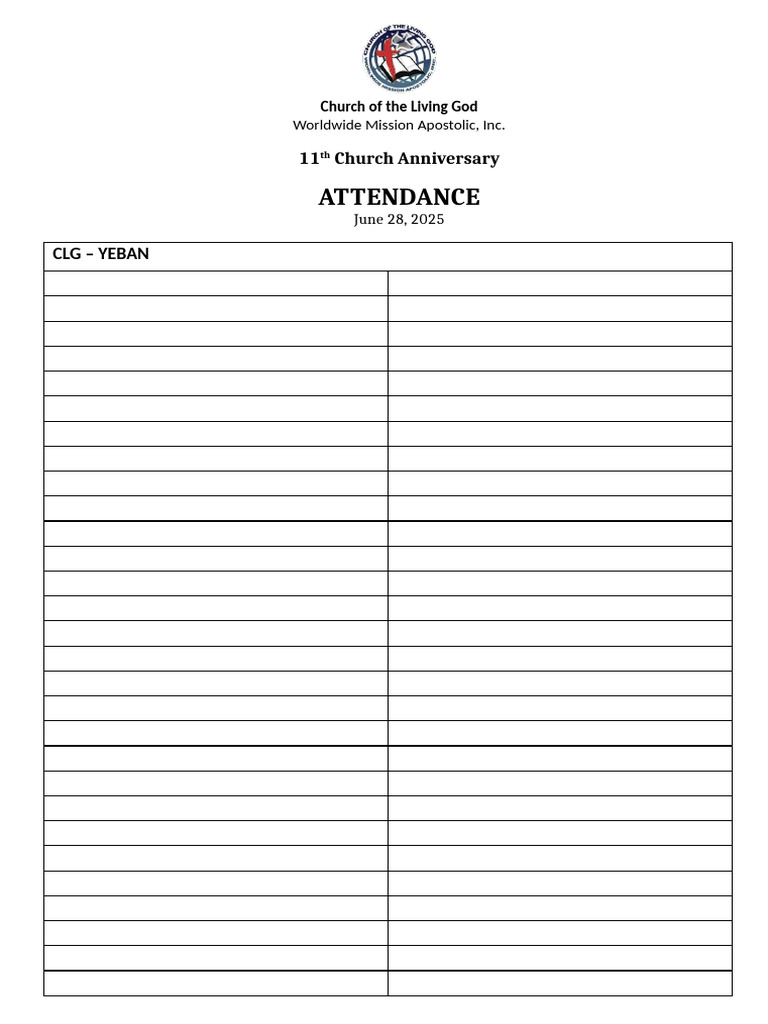 CHurch Anniv Attendance | PDF