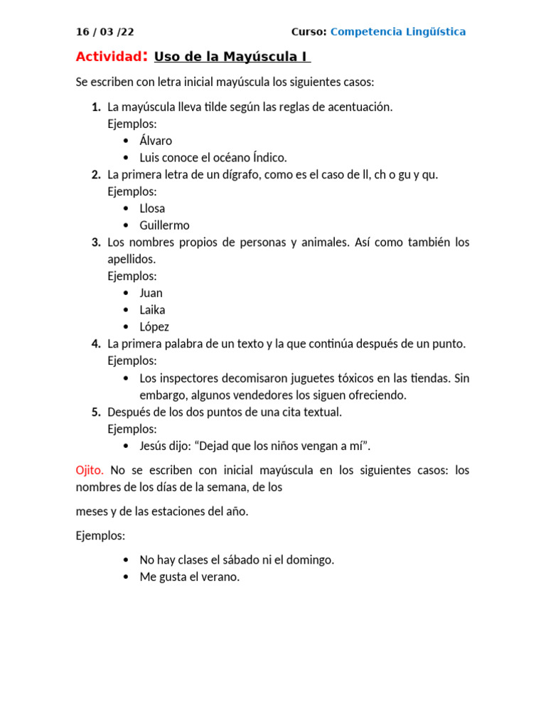 Uso de la Mayúscula I en Español | PDF