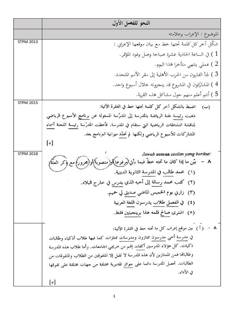 Bahagian Nahu Semester 1 | PDF