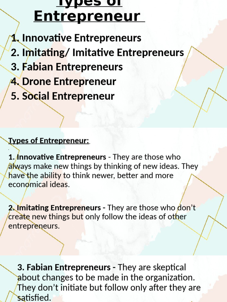 WK 1 Types of Entrepreneur | PDF