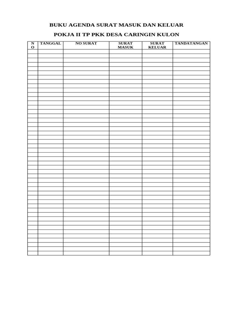 Buku Agenda Surat Masuk Dan Keluar | PDF