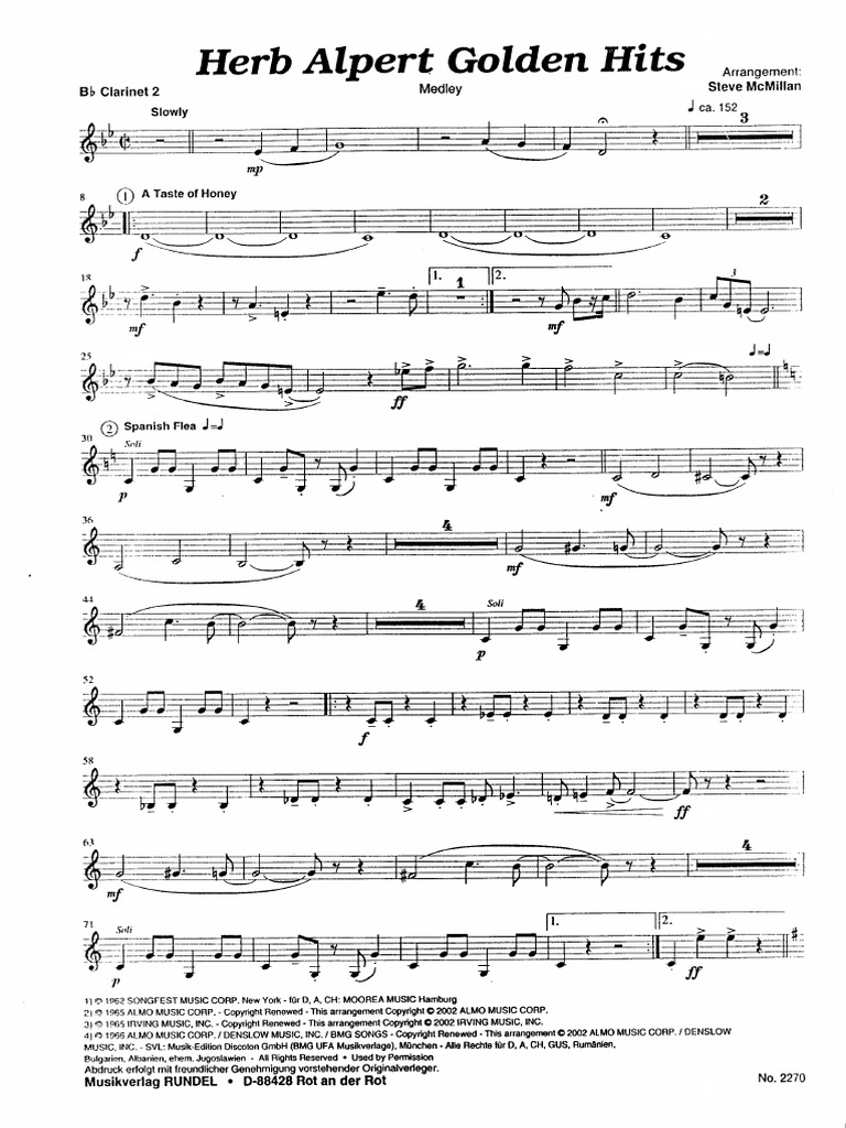 7 Herb Alpert Golden Hits - Clarinetto 2 | PDF