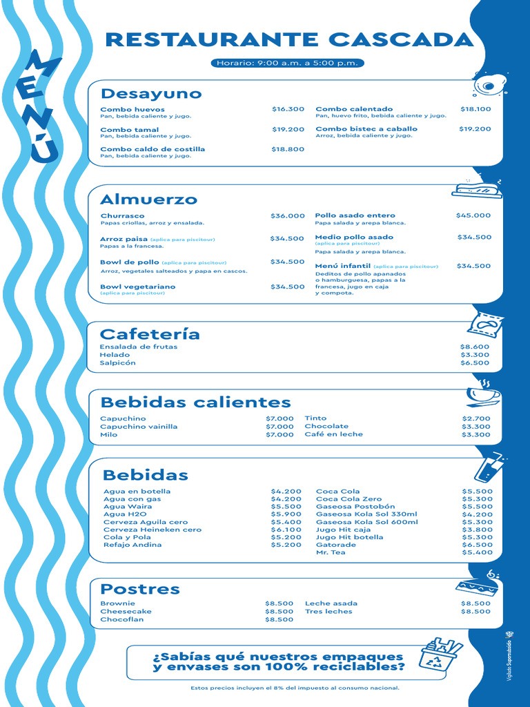 Menú del Restaurante Cascada | PDF | Cocina | Alimentos