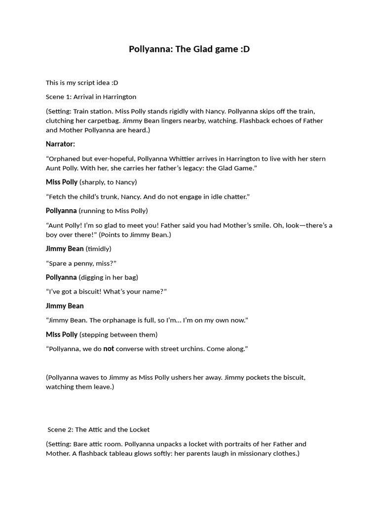 Pollyanna's Journey and the Glad Game | PDF | Pollyanna | Optimism