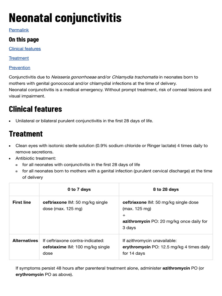 Neonatal Conjunctivitis _ MSF Medical Guidelines | PDF | Medical ...