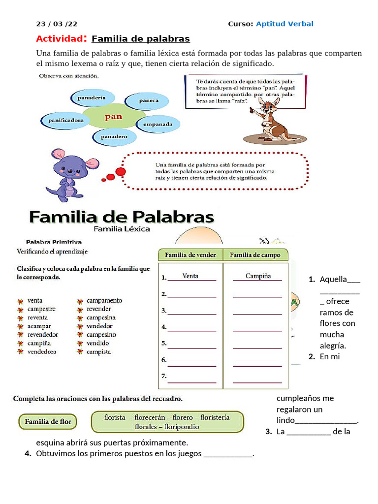 Familia de Palabras | PDF