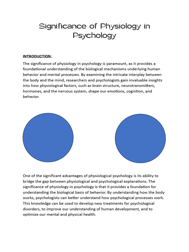 Significance of Physiology in Psychology Assignment Model | PDF ...