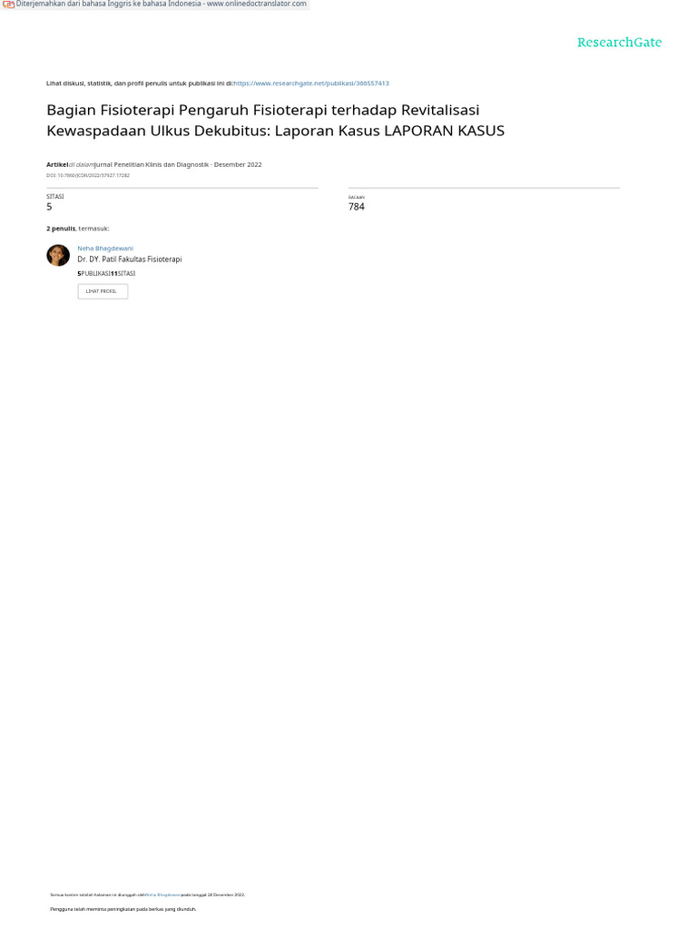 Physiotherapy Section Influence of Physiotherapy in The Vigilant ...