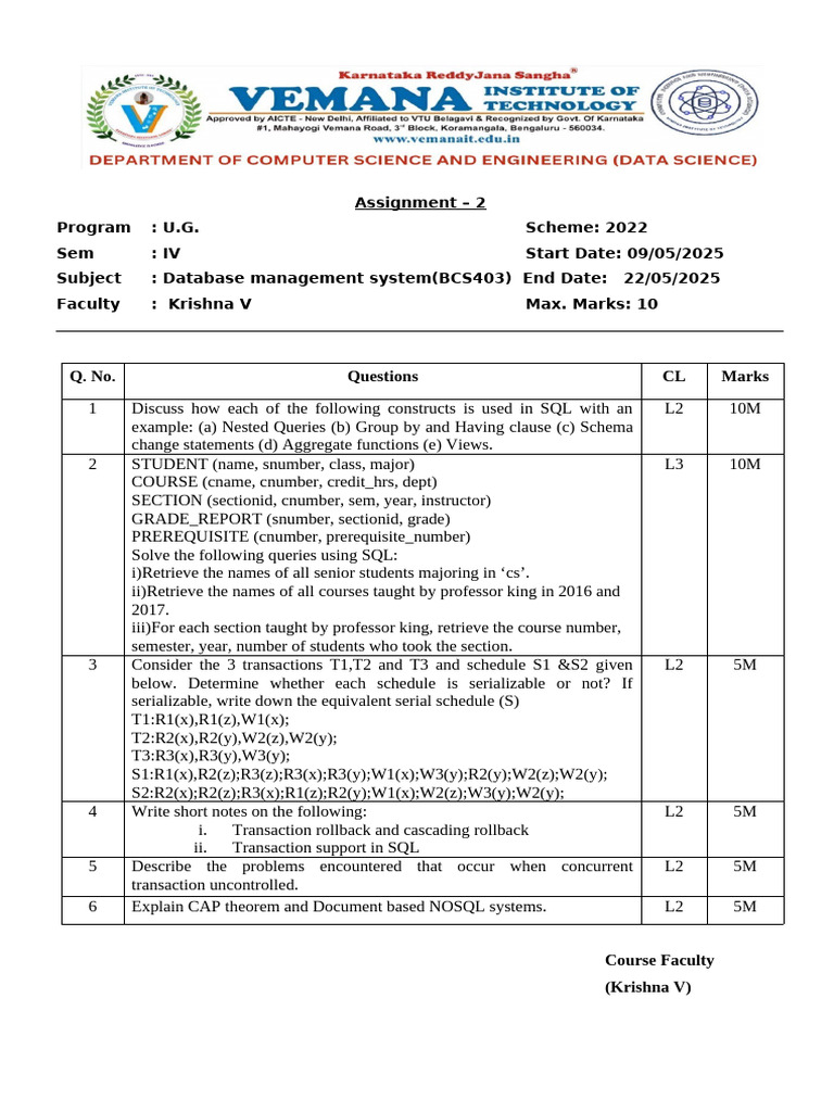 4 DBMS Assignment 2-2025 | PDF | Information Technology Management | Computer Data