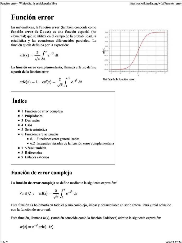 Funcion Error | PDF | Análisis matemático | Objetos matemáticos