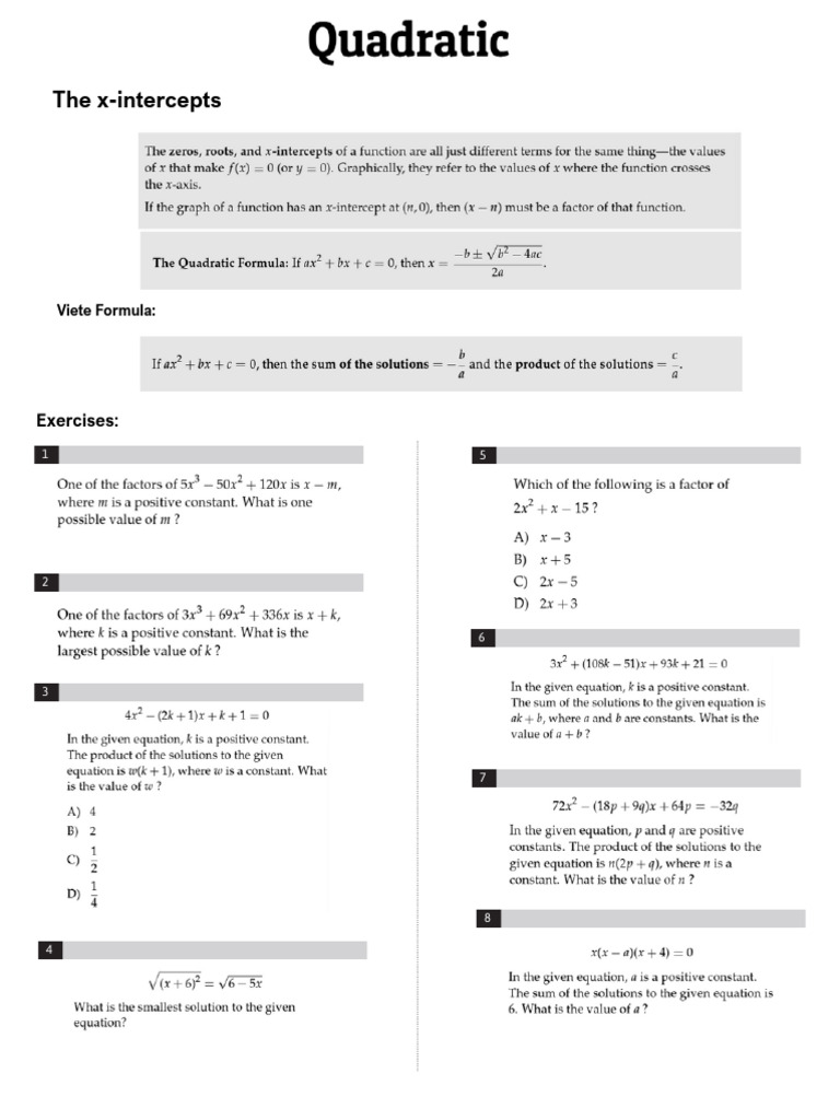 Understanding Quadratic Functions and Forms | PDF